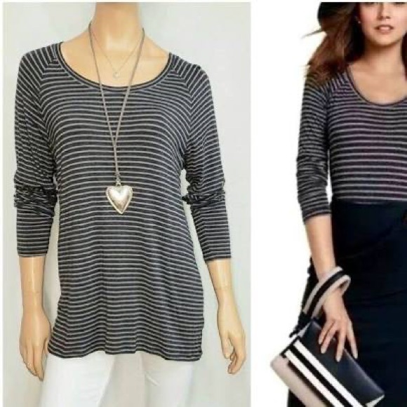 CAbi | Tops | Cabi Boat Neck Long Sleeve Brown Grey Striped Soft Cozy ...